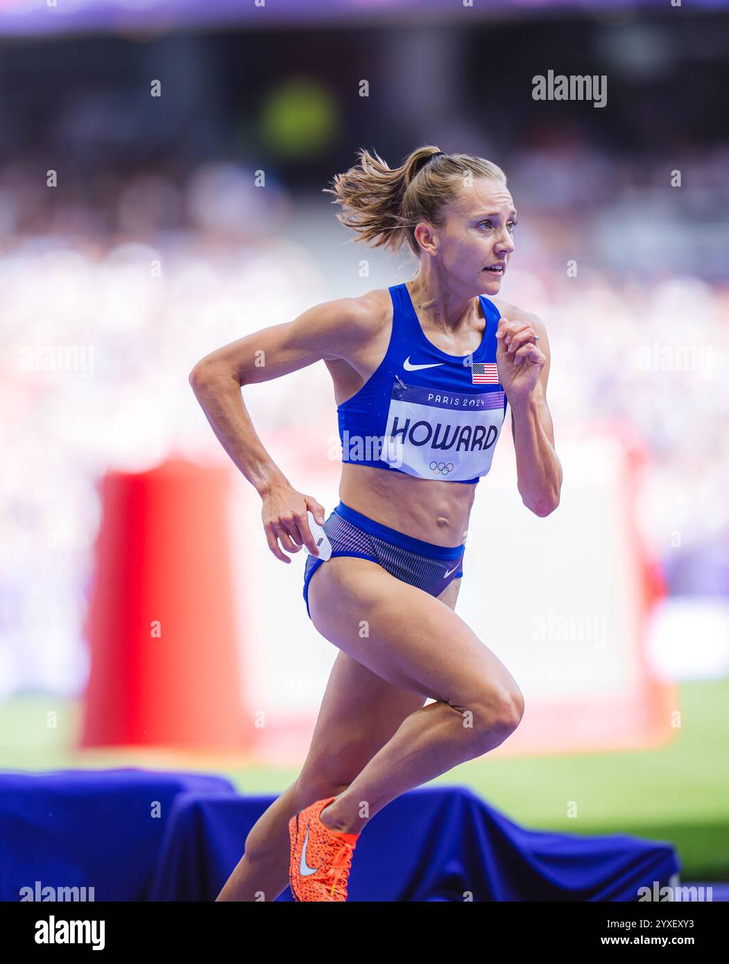 Marisa Howard participating in the 3000 metres steeplechase at the ...
