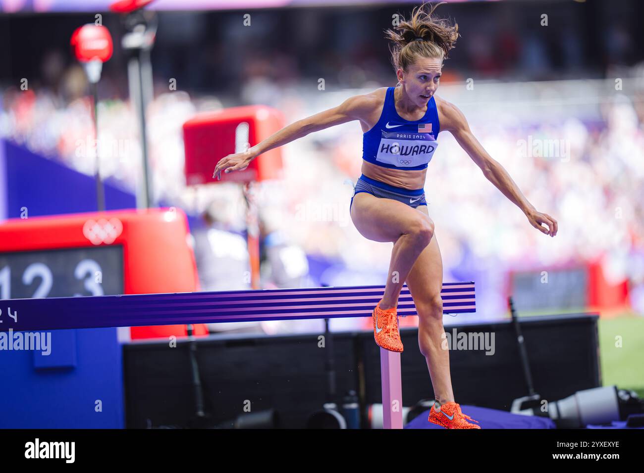 Marisa Howard participating in the 3000 metres steeplechase at the ...