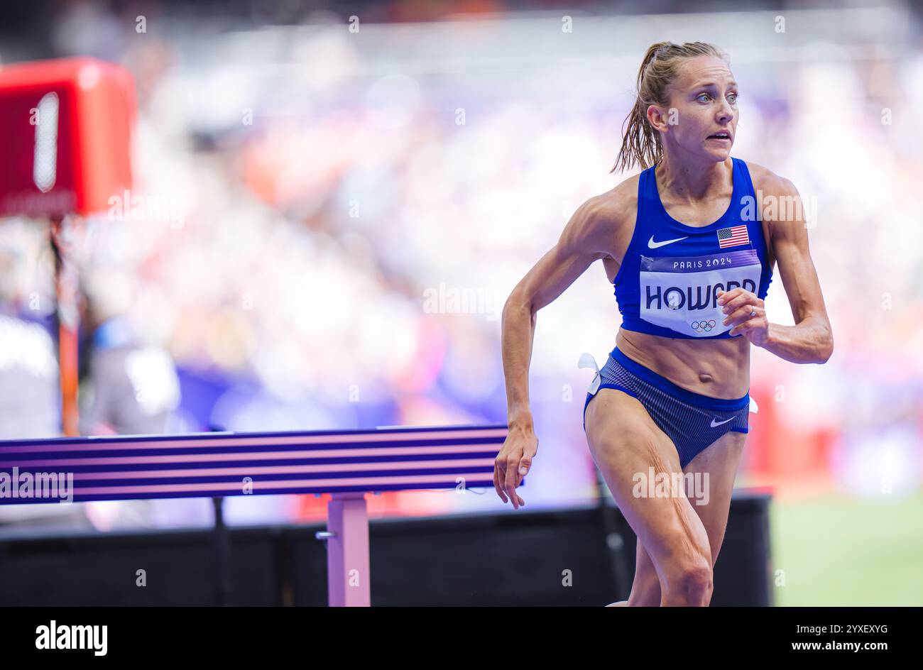 Marisa Howard participating in the 3000 metres steeplechase at the ...