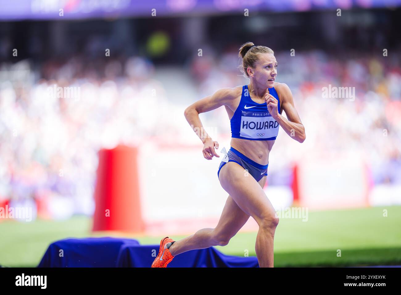 Marisa Howard participating in the 3000 metres steeplechase at the ...