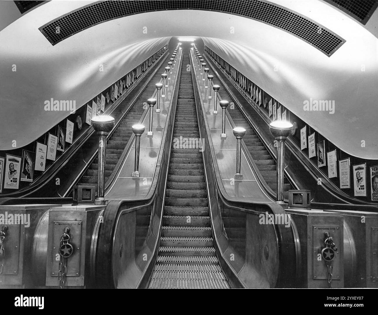 Vintage London Tube escalator, Archive Photograph. 1930s Stock Photo ...