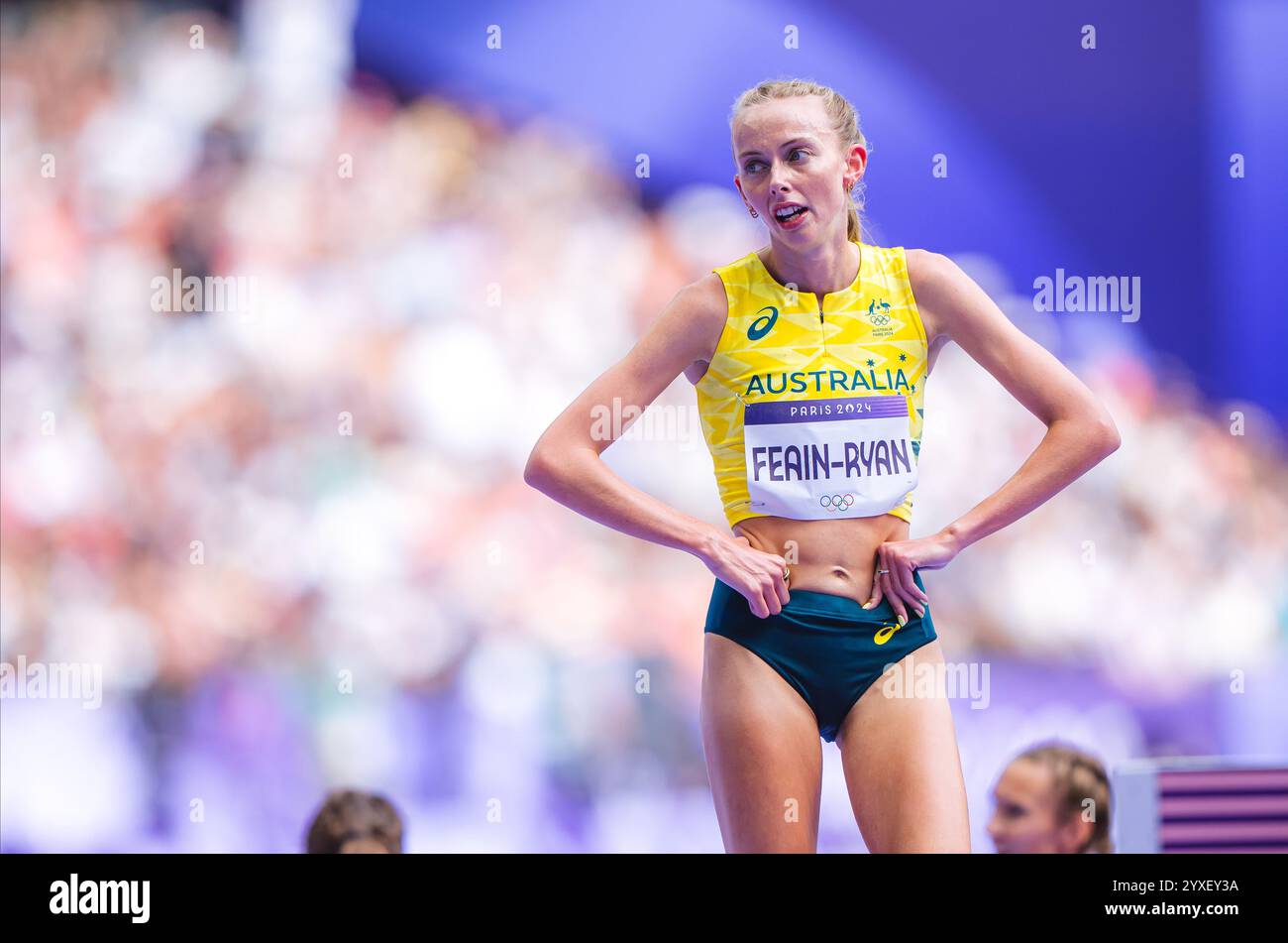 Cara Feain-Ryan participating in the 3000 metres steeplechase at the ...