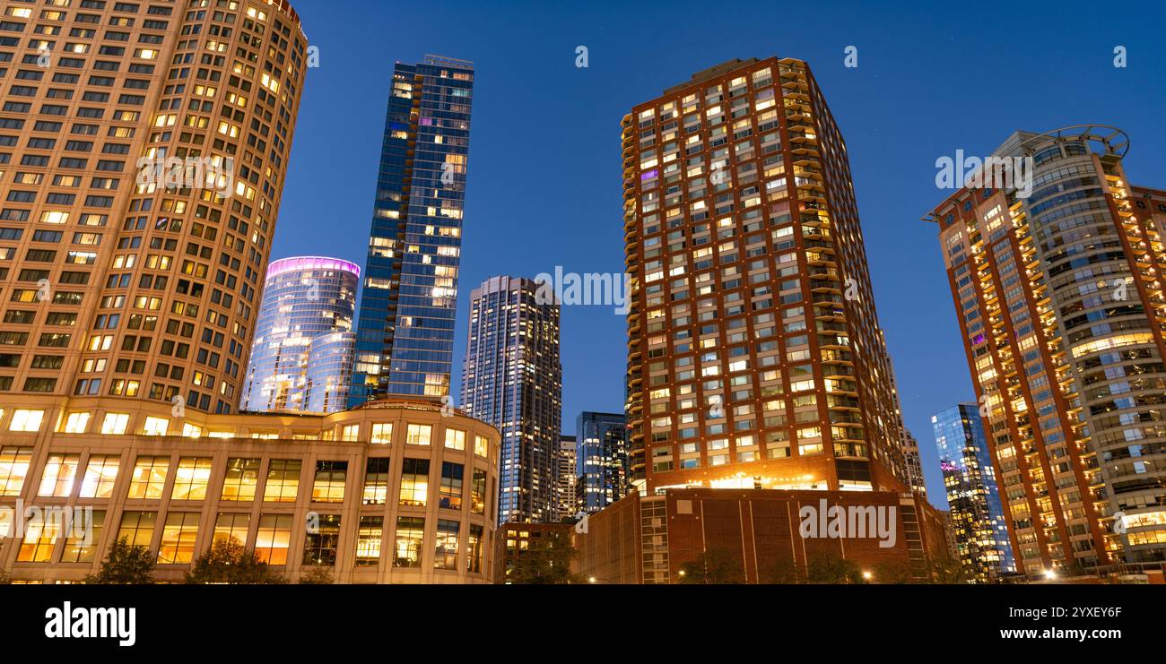 Night city of Chicago. Business city. Night cityscape of Chicago ...