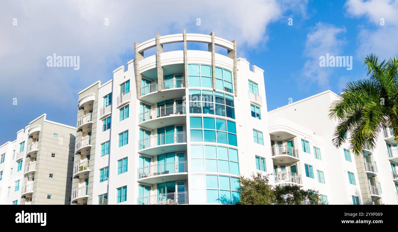 Residential architectural building with fresh modern exterior and ...