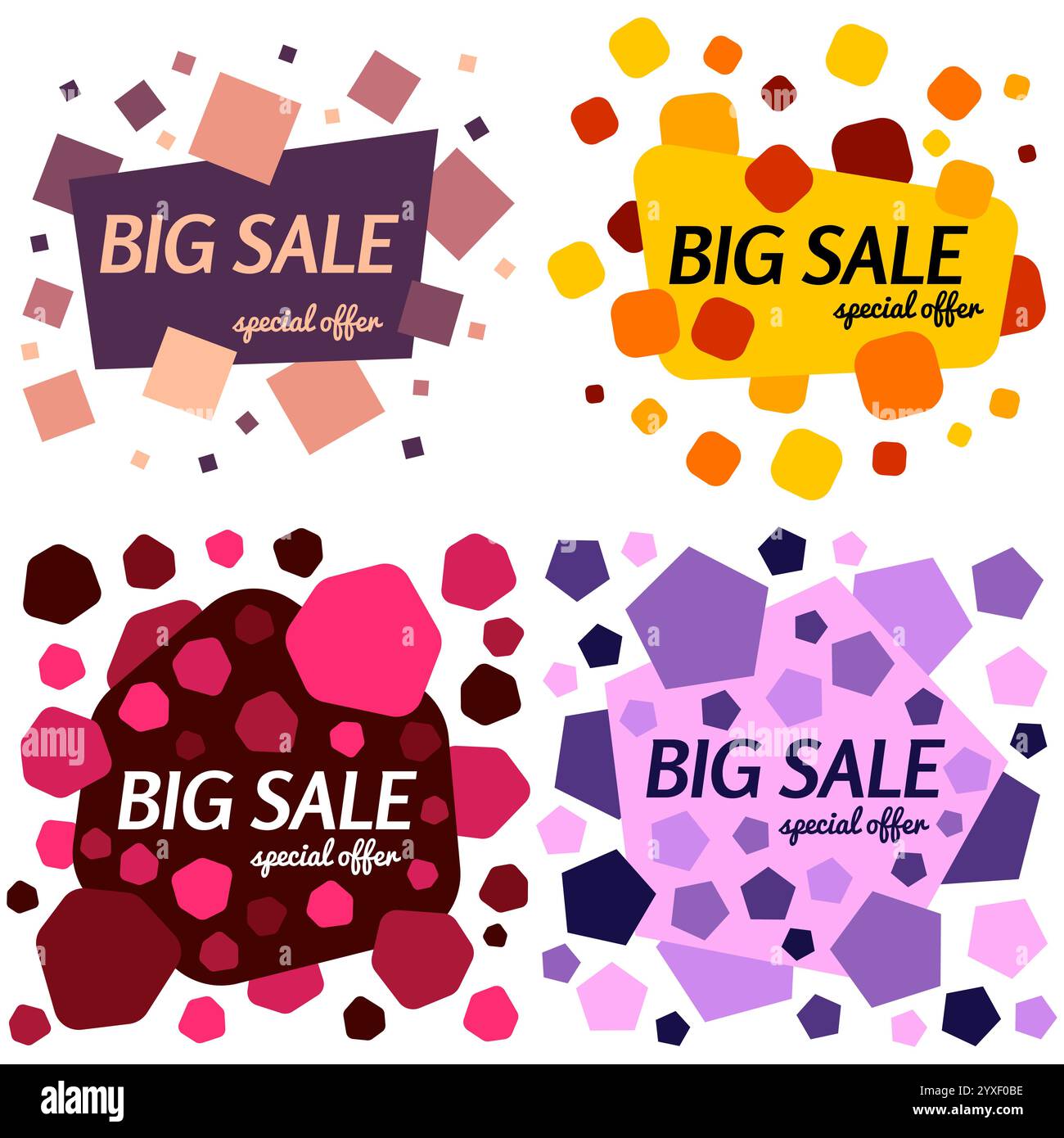 Set of big sale special offer square banners on white background ...