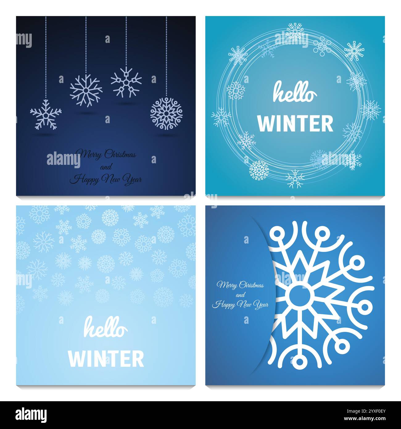 Set of four Winter and Christmas backgrounds with snowflake . Vector illustration Stock Vector ...