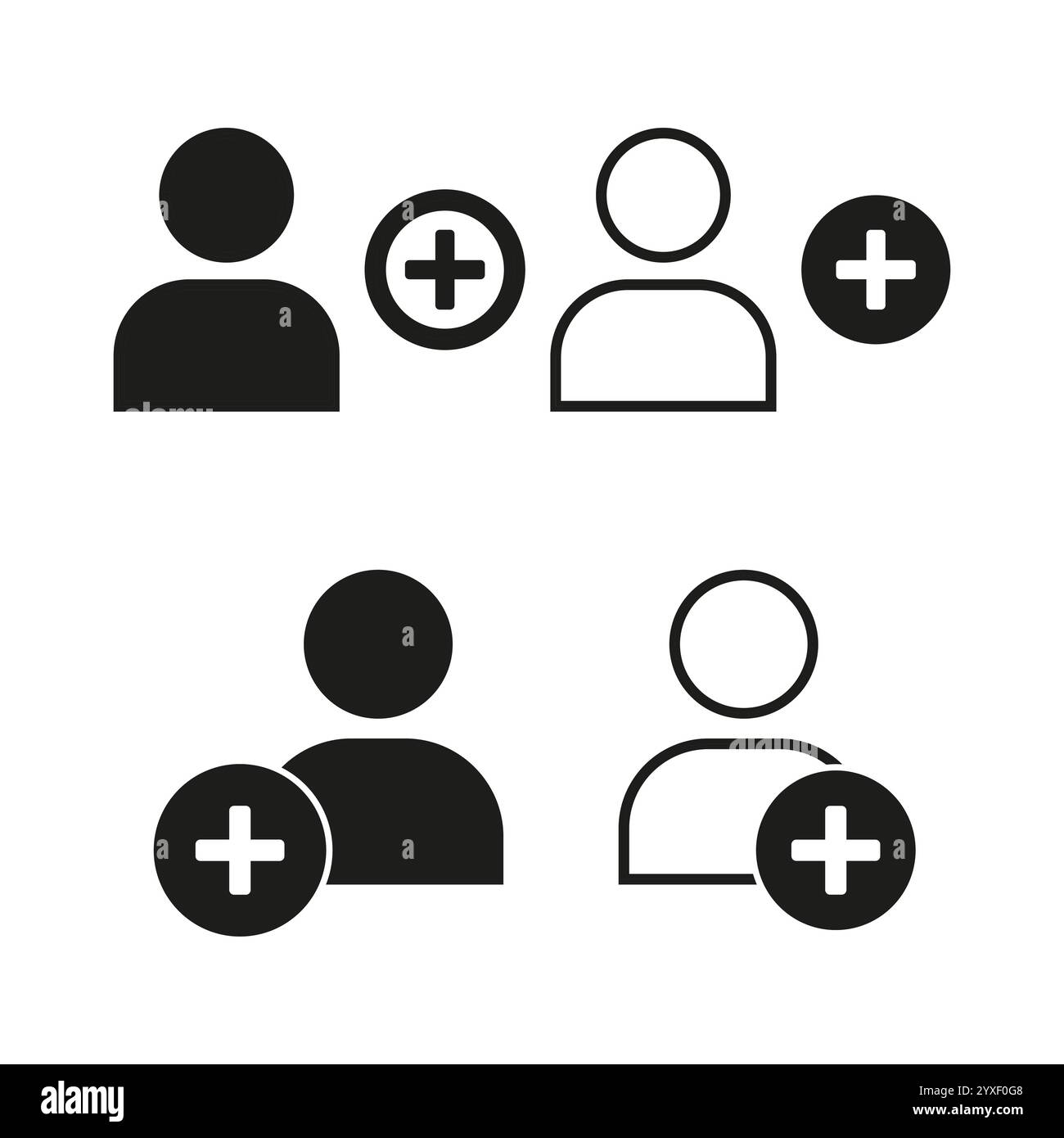 User with plus. Profile addition icon. Member joining symbol. Personal ...