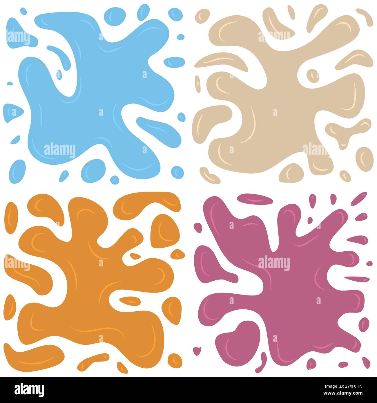 Set of four multi color splashes on a white background. Vector ...