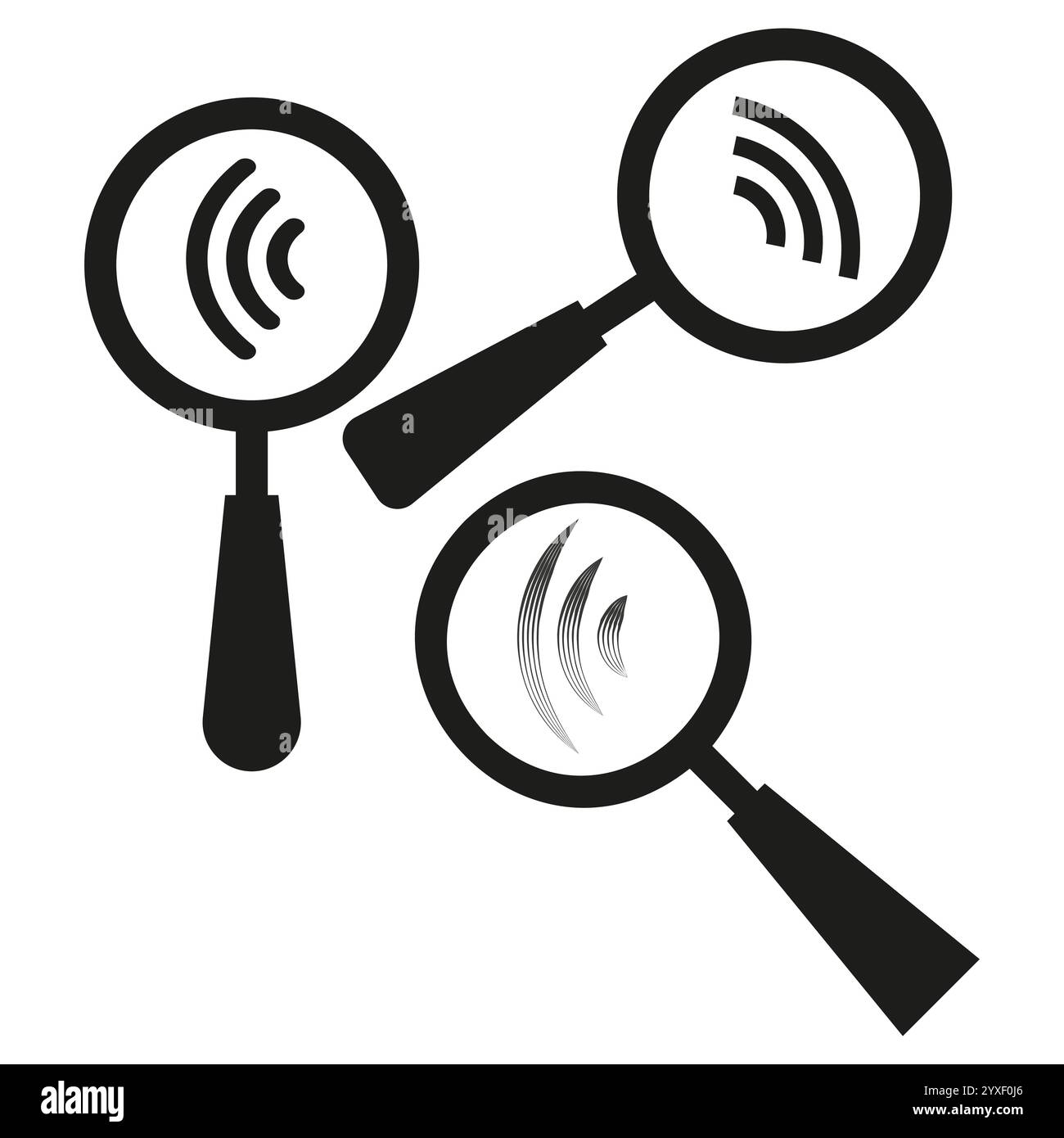Magnifying glass icon. Wireless signal focus. Search vector design ...