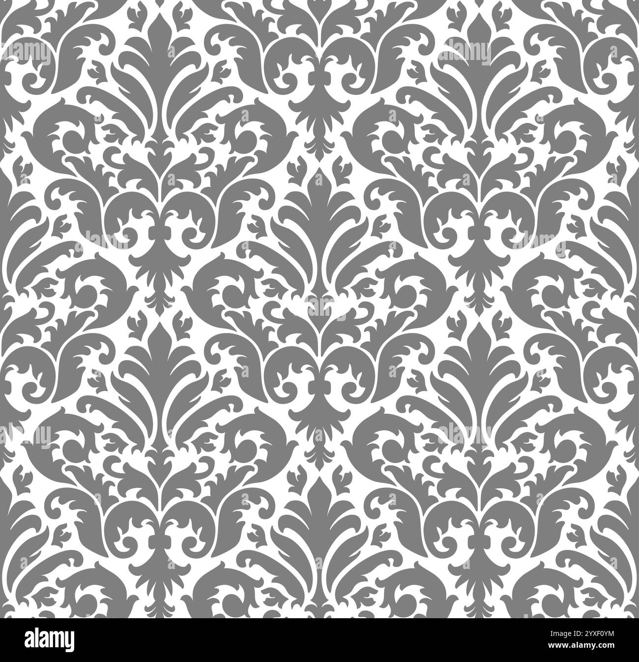 Seamless damask pattern in grayscale with classic floral and ornamental ...