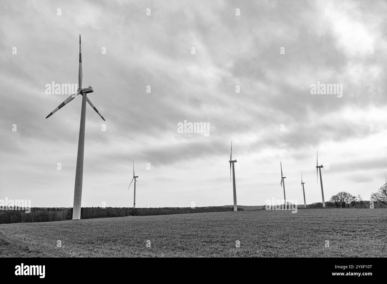 Windmill in a rural area. offshore wind park. Wind Turbines Farm ...