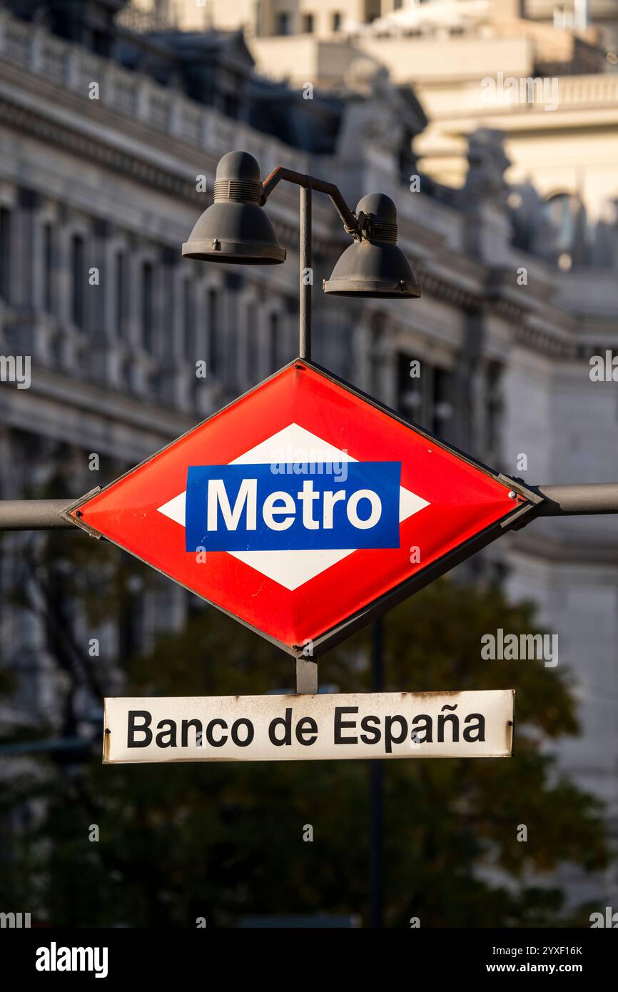Banco de Espana station metro sign, Madrid, Spain Stock Photo - Alamy