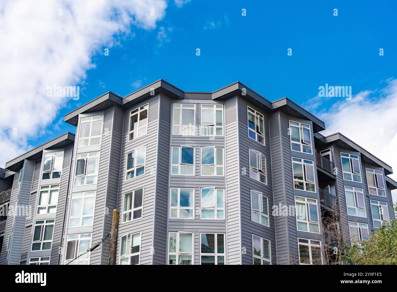 Architectural building in residential area. Building perspective view ...