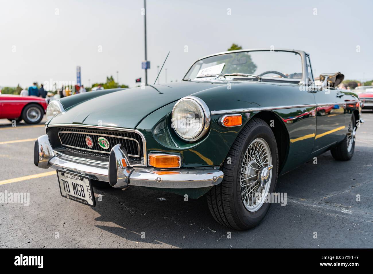 Chicago, Illinois, USA - September 08, 2024: MG MGB sportscar retro convertible vehicle, front ...