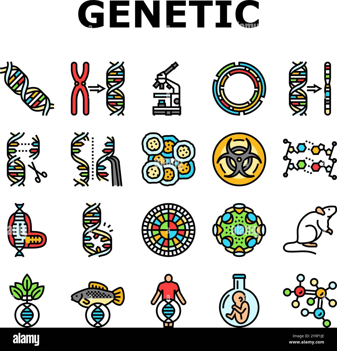 genetic engineering crispr genome icons set vector Stock Vector Image & Art - Alamy