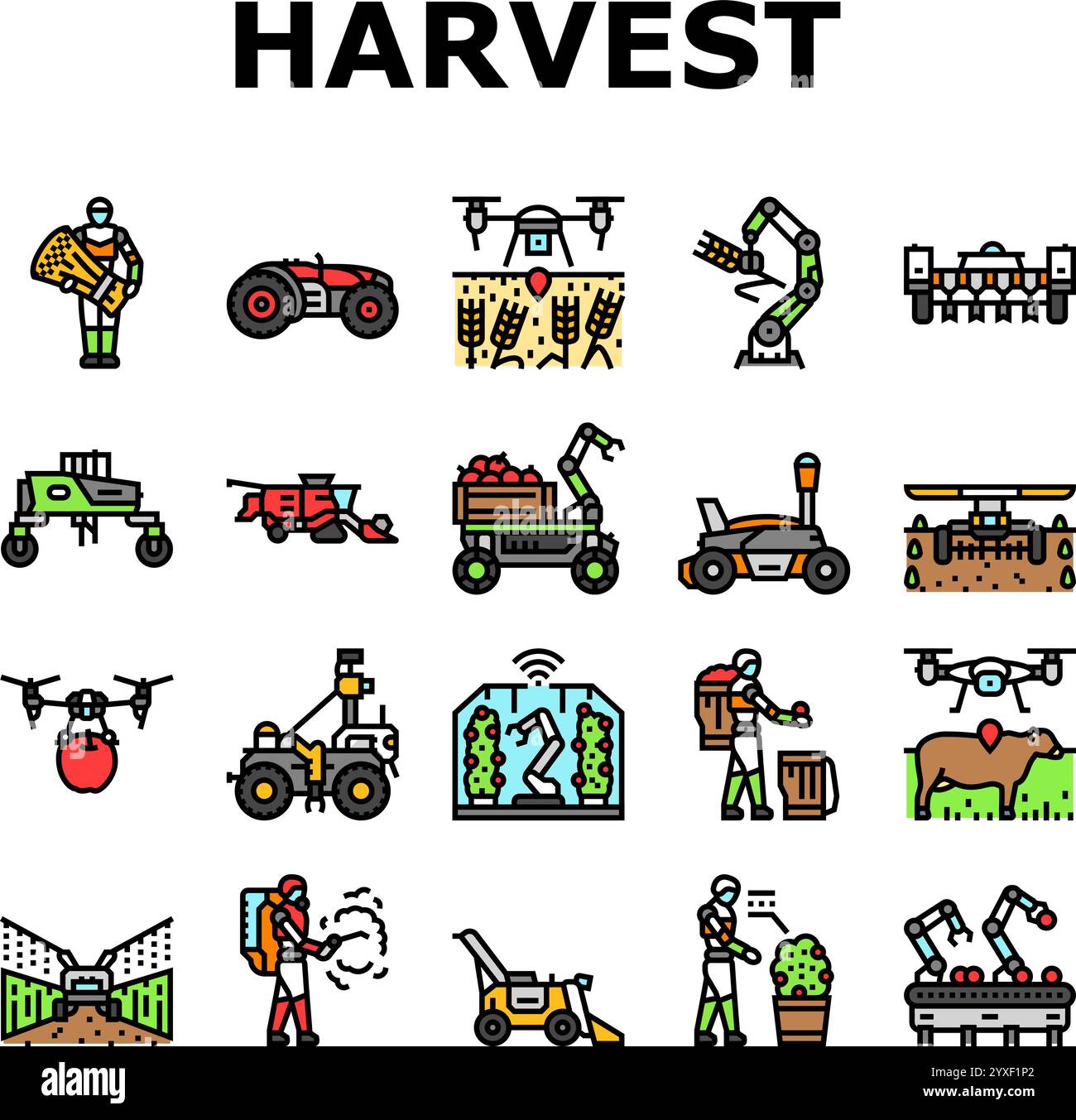 robot harvests automation icons set vector Stock Vector Image & Art - Alamy