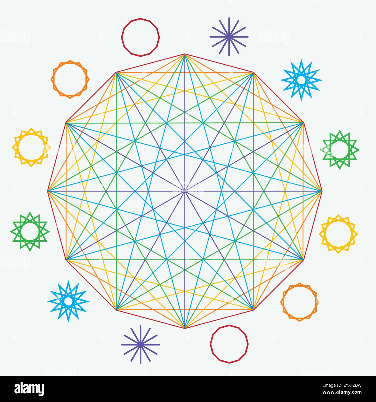 Illustration Dodecagon Colors Rainbow Sacred Geometry Circle Light ...
