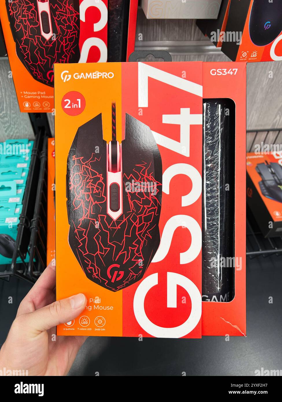 Kyiv, Ukraine - December 15, 2024: A gaming mouse featuring an LED ...