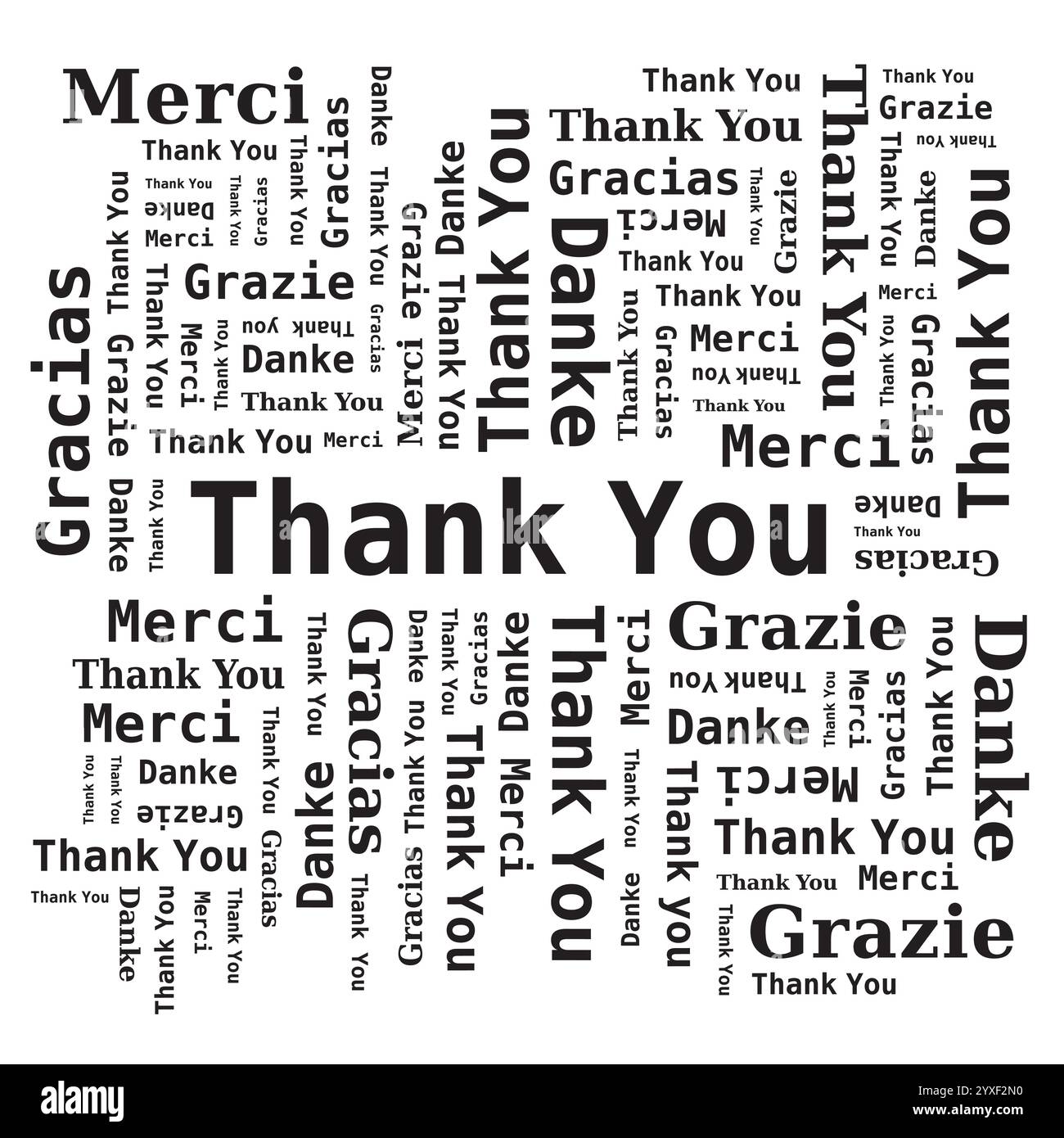 Thank You Word Cloud in Different Languages - 5 Languages, English ...