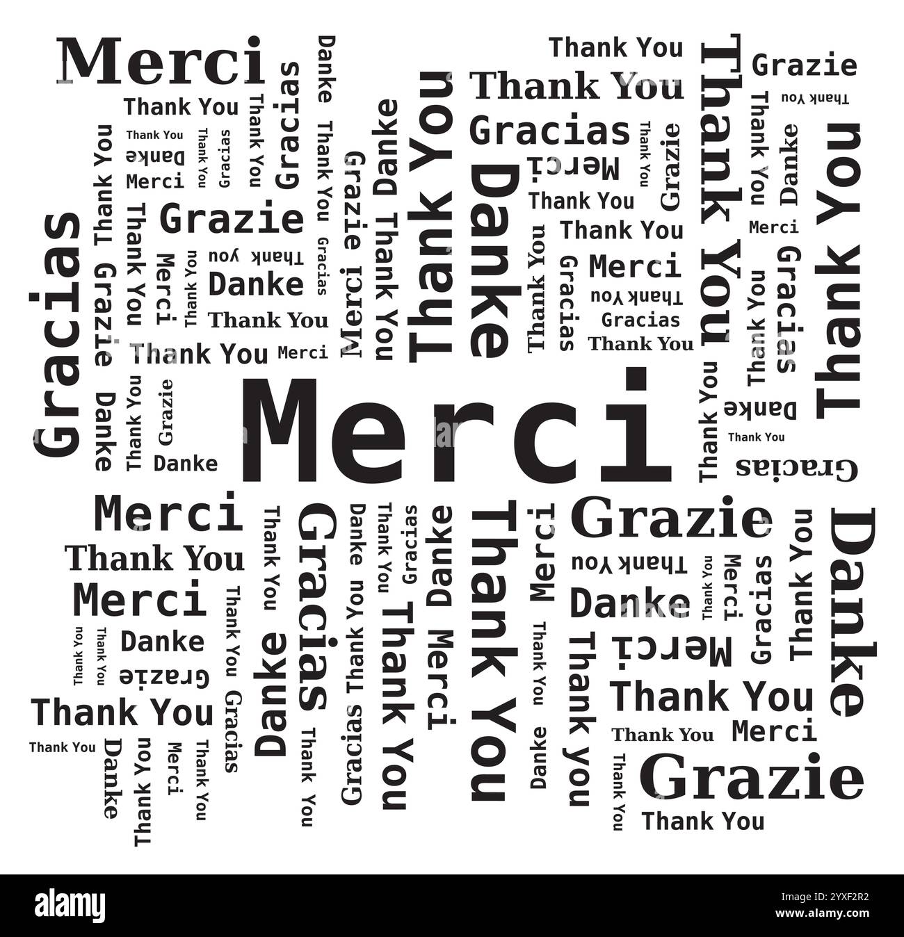 Thank You Word Cloud in Different Languages - 5 Languages, English ...