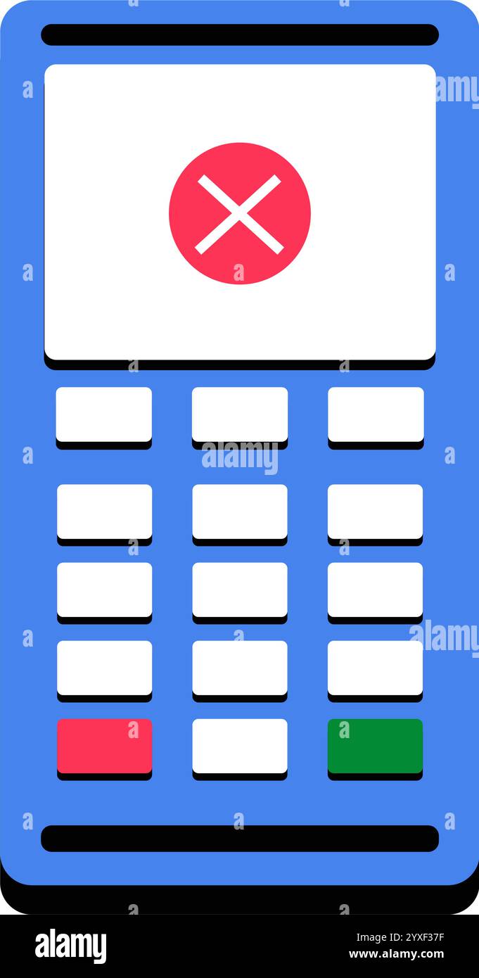 Payment Terminal With Error Message In Flat Vector Illustration ...