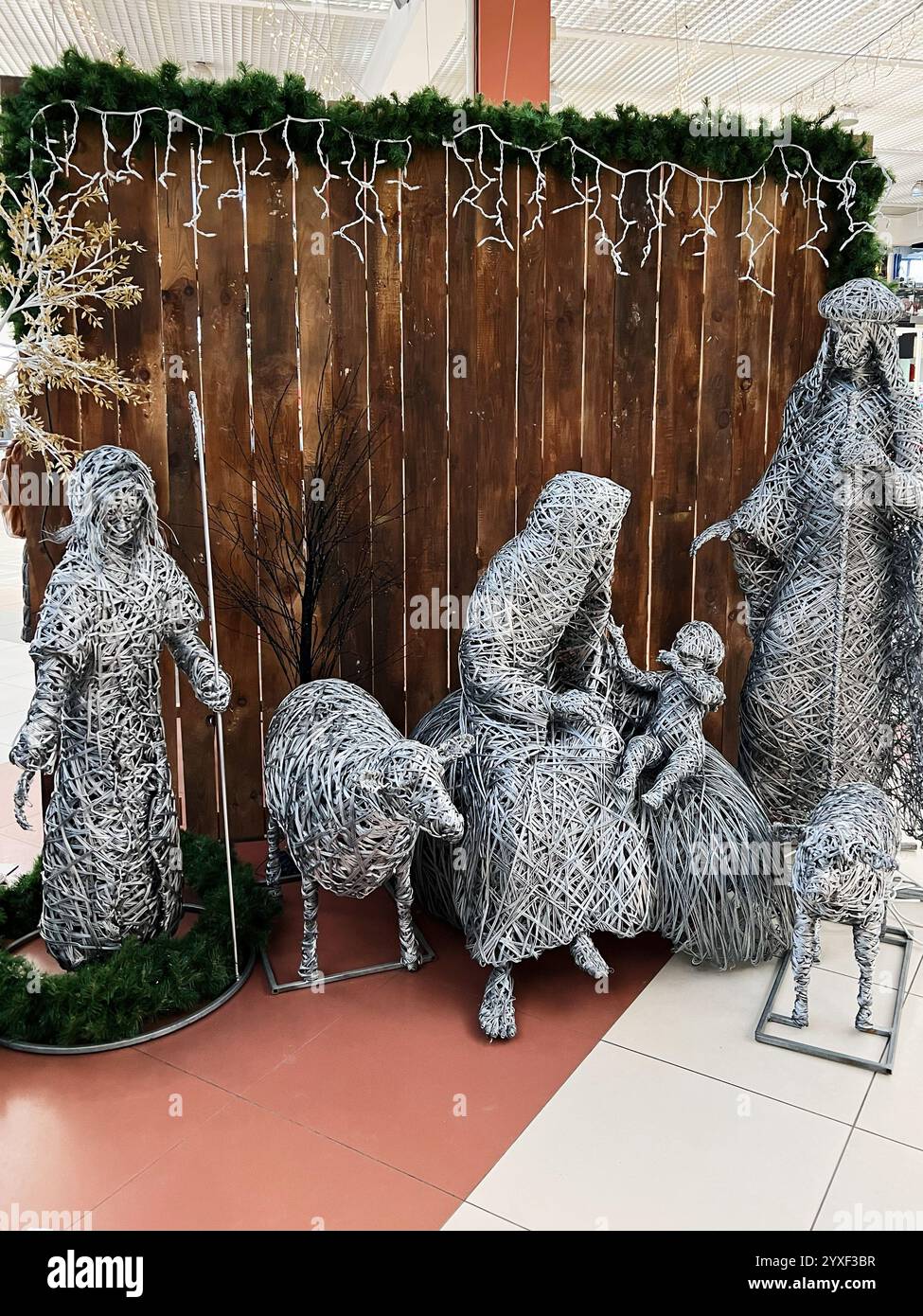 Kyiv, Ukraine - December 15, 2024: Detailed woven sculptures forming a ...