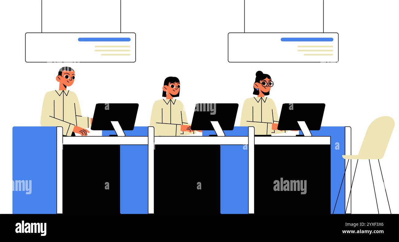Office staff work on computers Stock Vector Images - Alamy