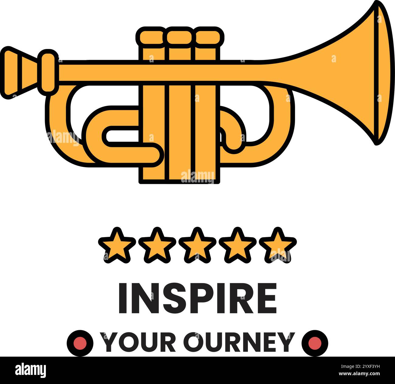A trumpet with four stars and the word inspire written below it Stock ...