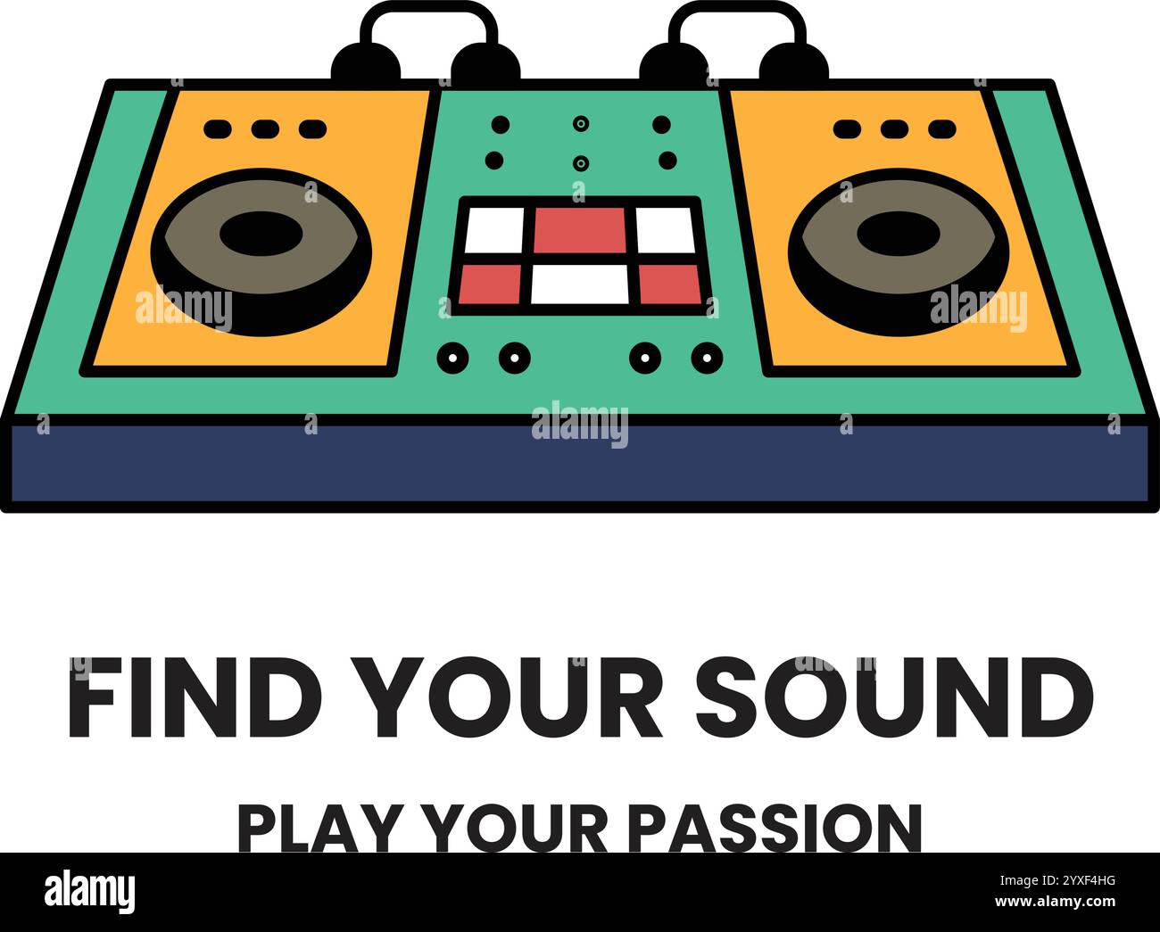 A green and yellow DJ mixer with a white background Stock Vector Image ...