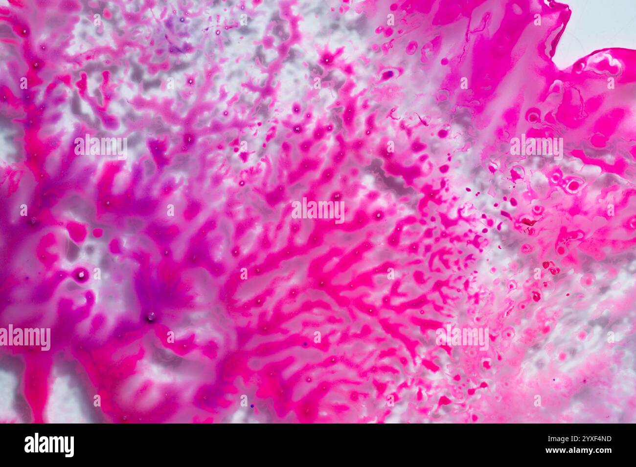 Abstract vibrant wet paint drops, swirl and splotch on white background ...