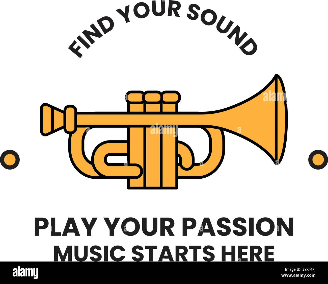 A trumpet is shown with the words find your sound above it Stock Vector ...