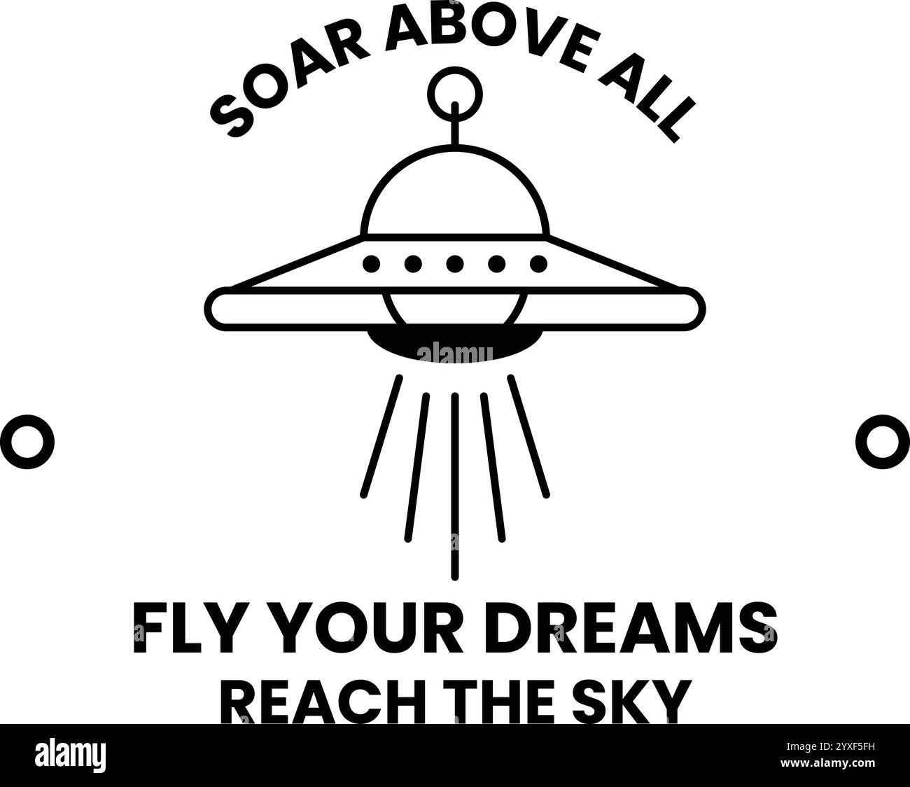 A cartoon of a spaceship flying above the clouds with the words soar ...