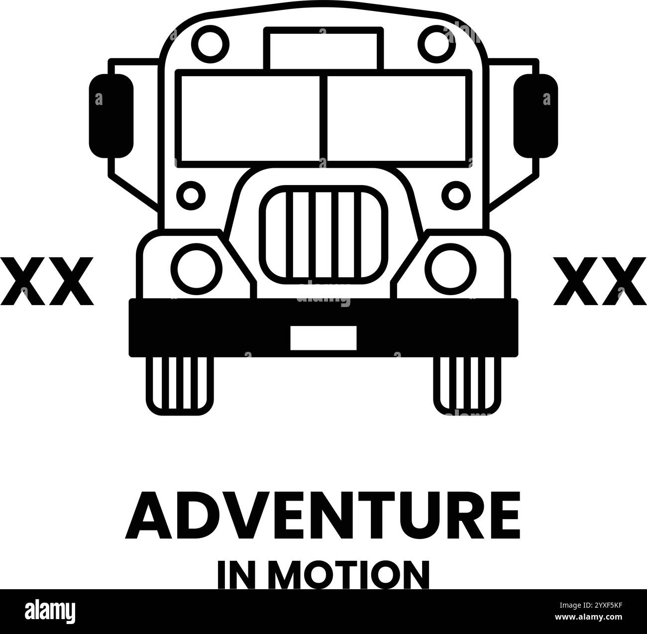 A school bus with the words adventure in motion written on it Stock ...