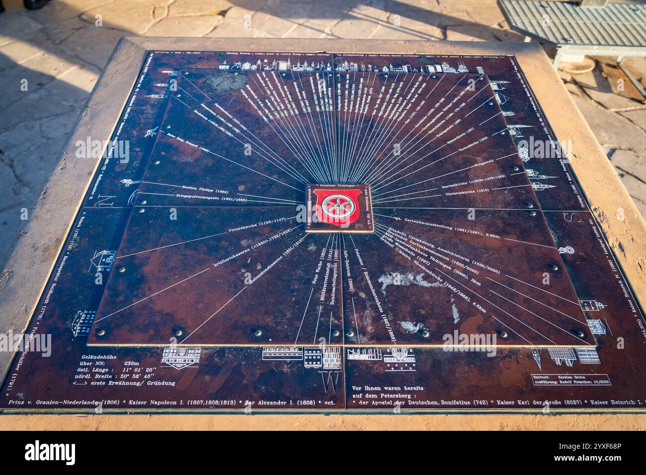 stone compass at the Petersberg citadel in Erfurt, Germany Stock Photo ...