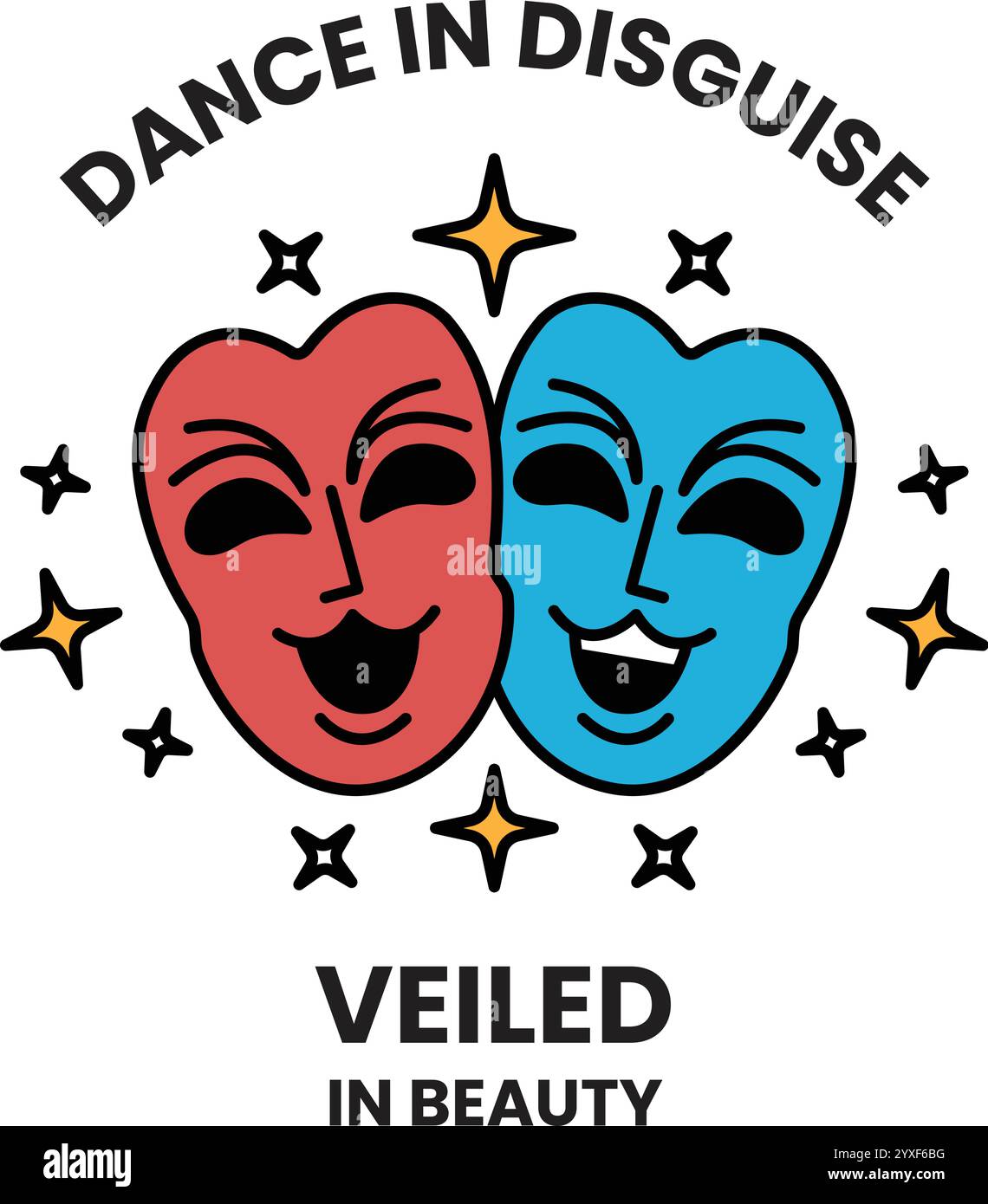 Illustration in concept of Dance Mask in line illustration style Stock ...