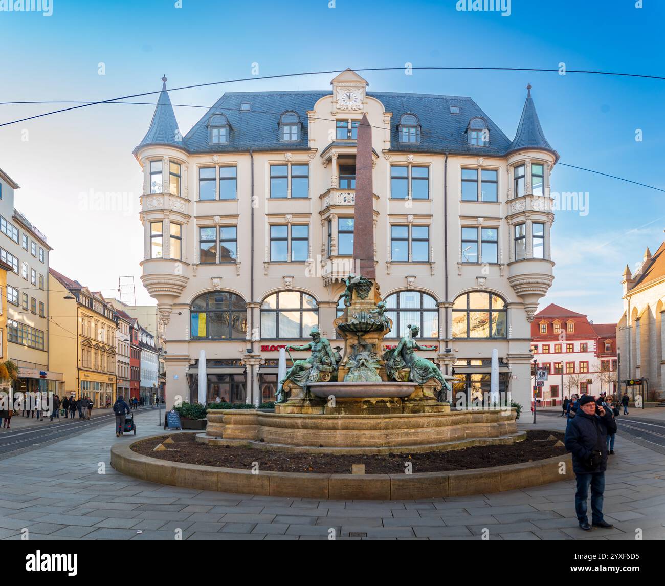 ERFURT, GERMANY - NOVEMBER 30, 2024: Anger Fountain, a bronze statue ...