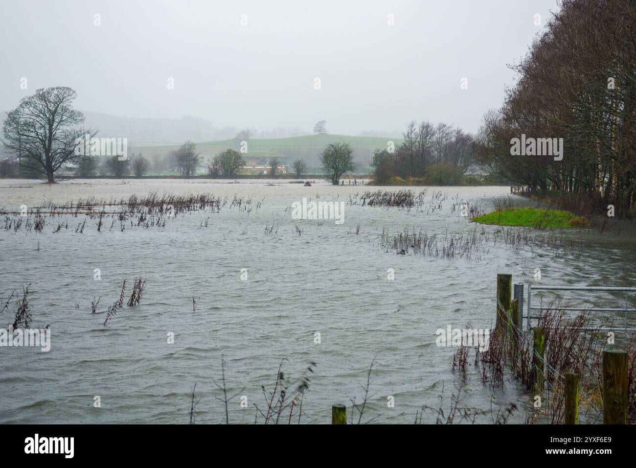 Field underwater after a very severe storm caused serious flooding ...