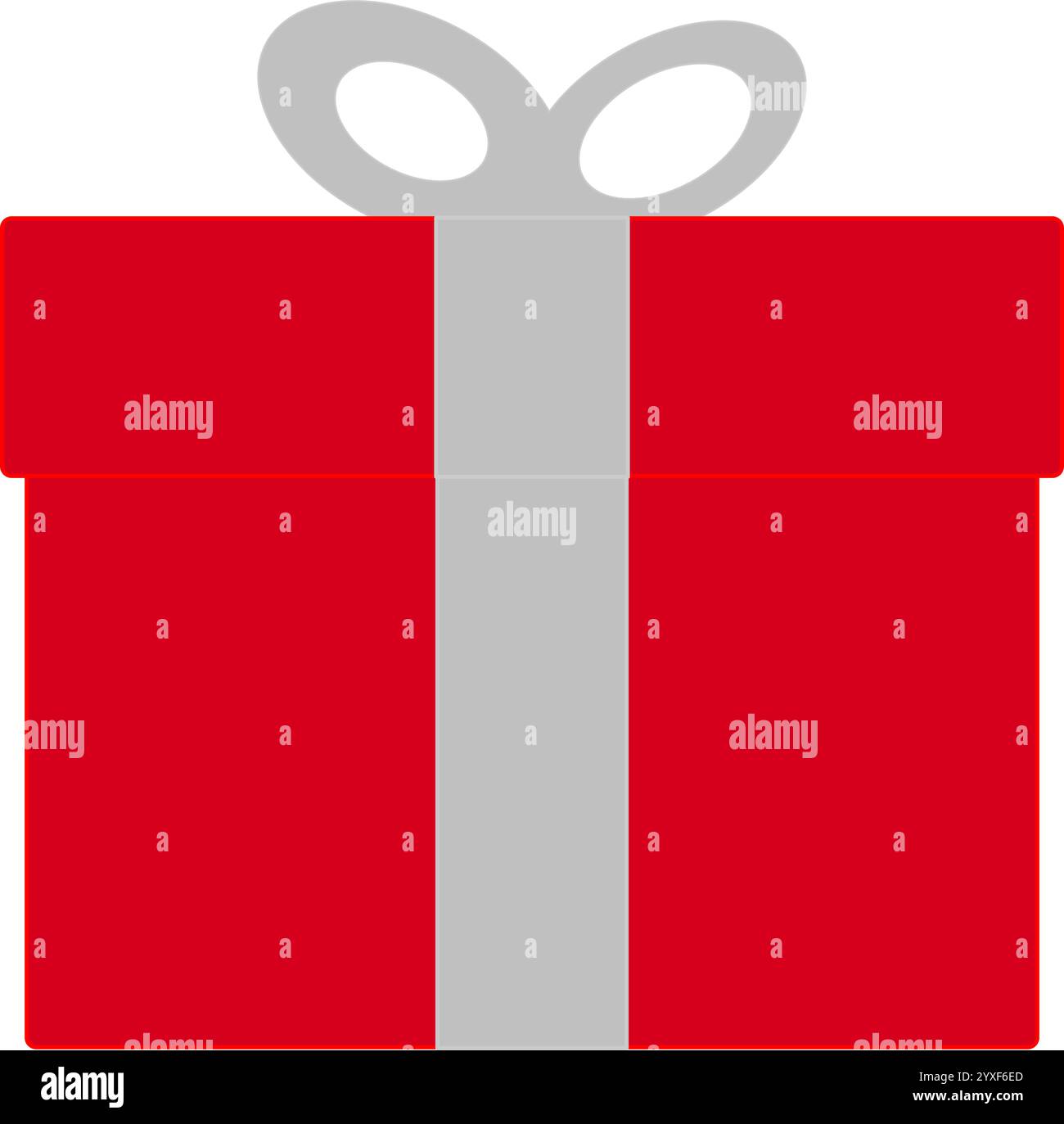 Red gift box with silver bow and ribbon. Vector illustration Stock ...