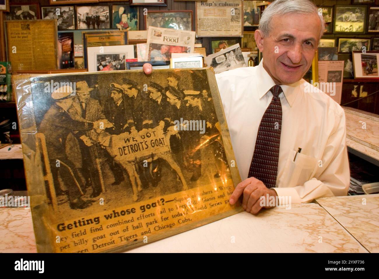 Sam Sianis at Chicago's Billy Goat Tavern Stock Photo - Alamy