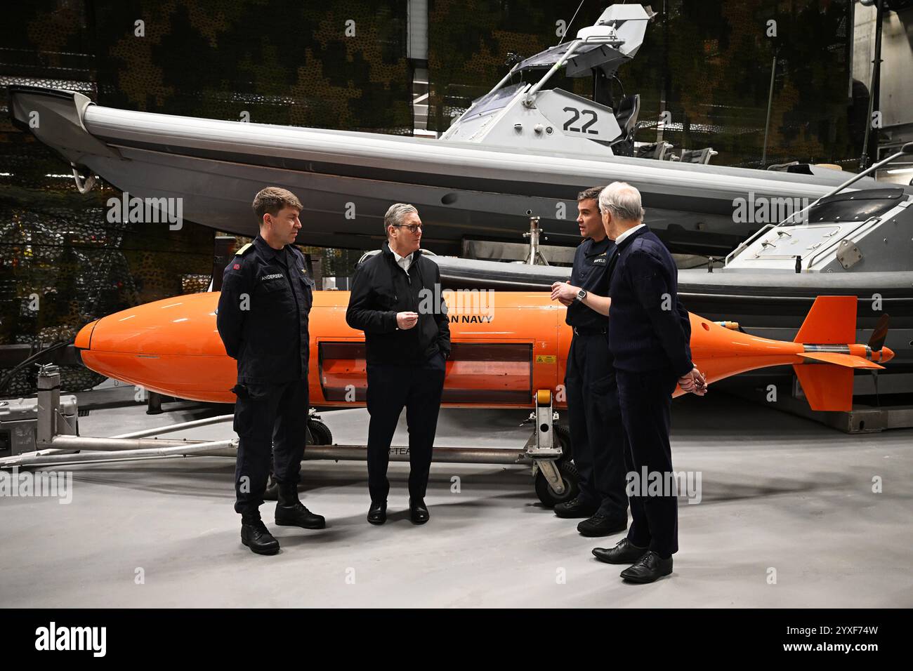 Prime Minister Sir Keir Starmer tours the naval hangar with Norwegian ...