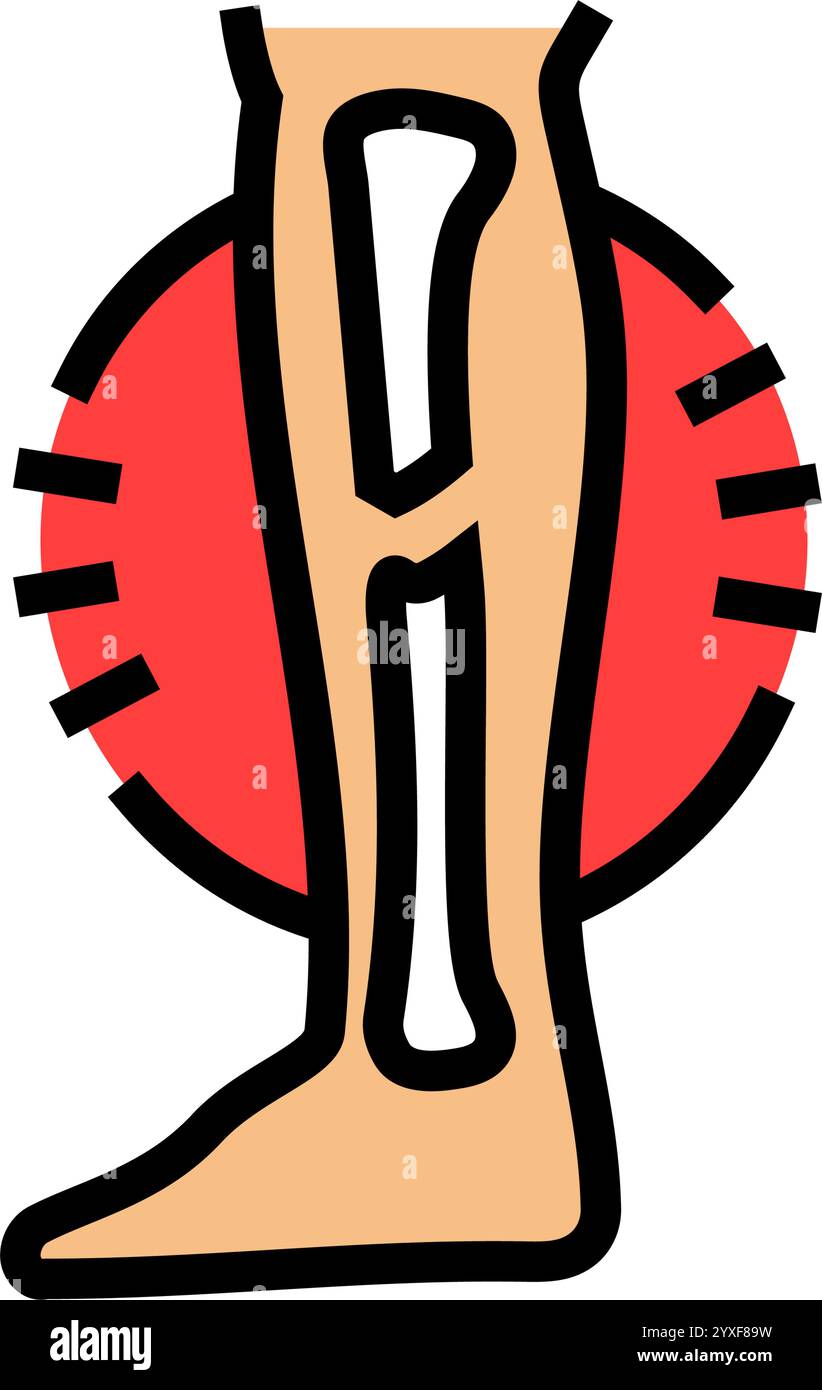 broken leg fracture injury color icon vector illustration Stock Vector ...