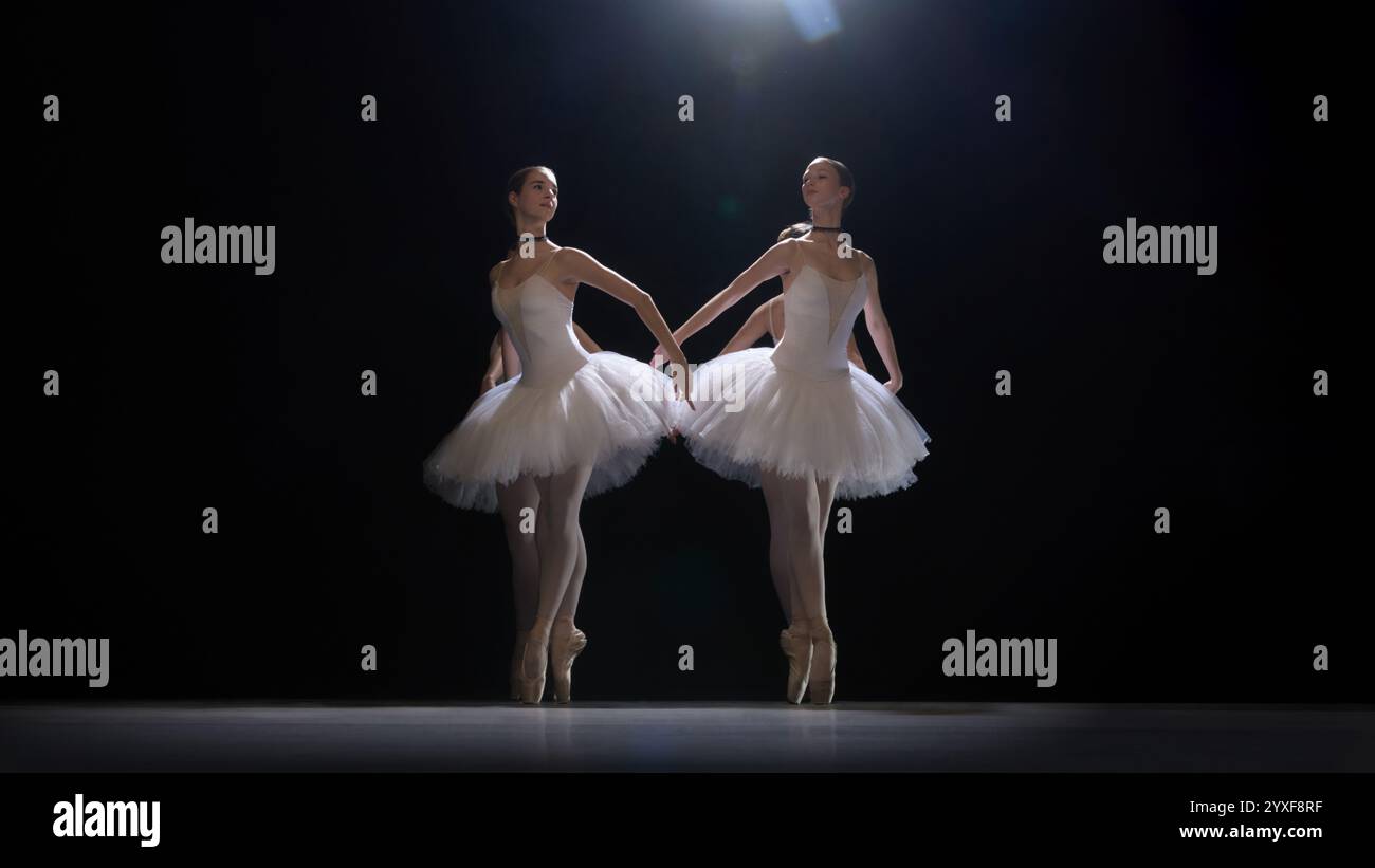 Ballerinas dancing under dramatic spotlight, creating striking visual ...