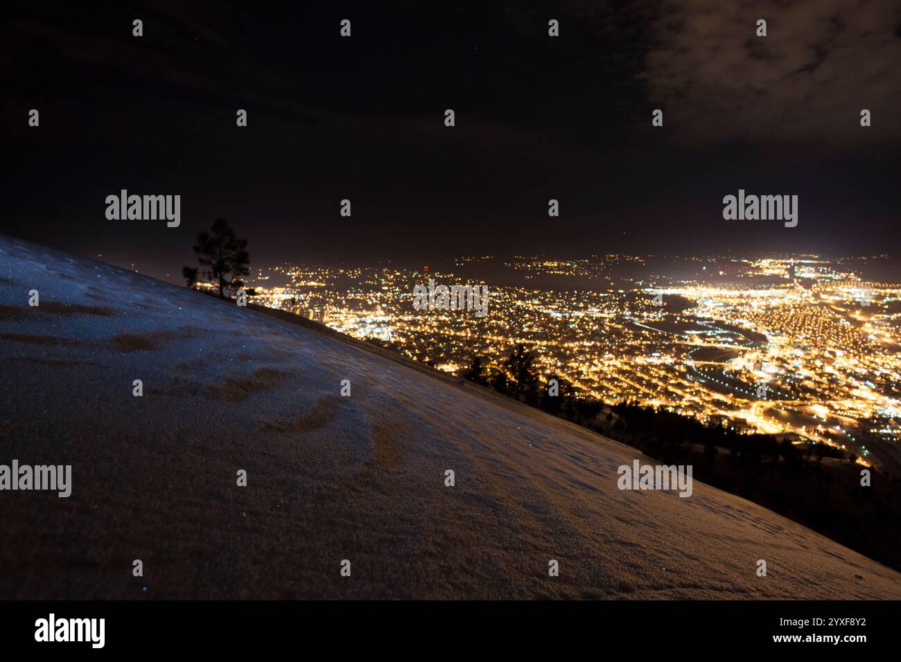 A night view of Missoula, Montana in winter from the top of Mount ...