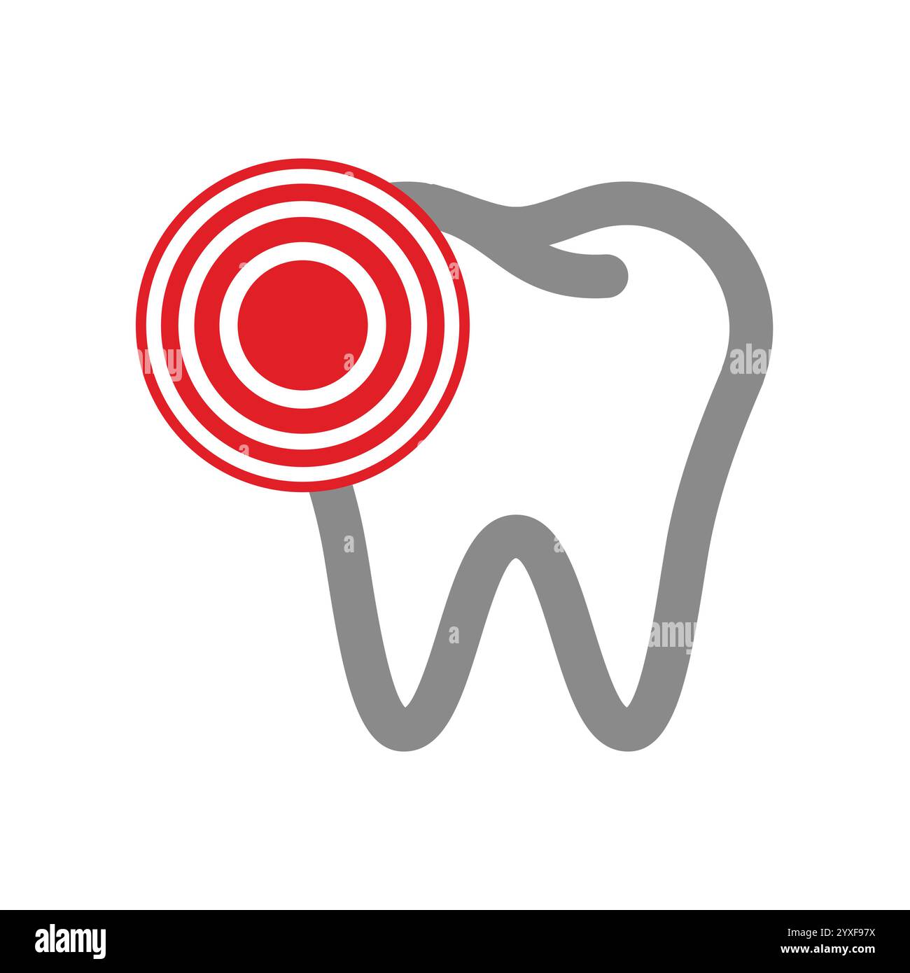 Toothache, pain and cavity vector icon. Tooth ache with red circle ...