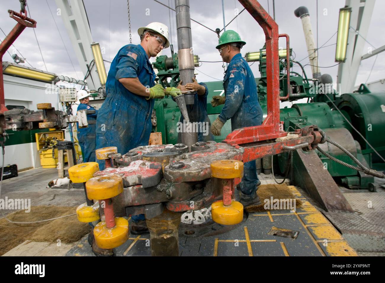 Workers labor on a gas well rig in Jonah Field, Wyoming Stock Photo - Alamy