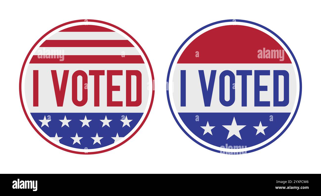 I voted round sticker. American elections. Flat vector illustration ...