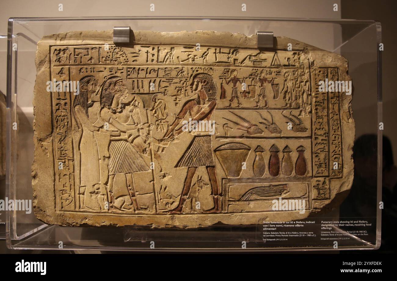 Funerary stela showing Iti and Neferu, designated by their names ...