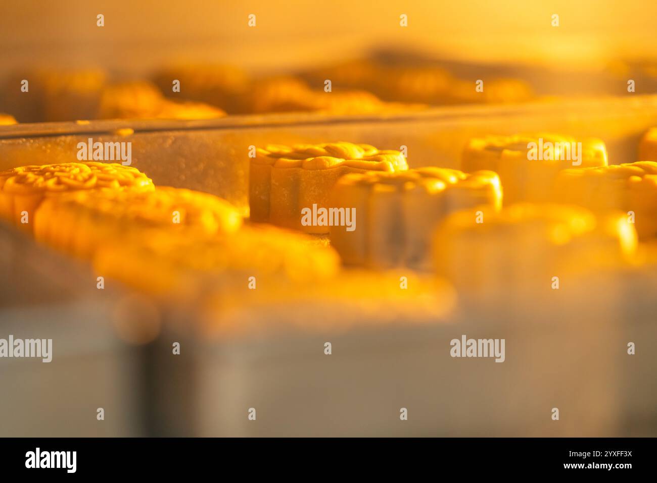 Mooncake making process. A mooncake is a Chinese bakery product ...