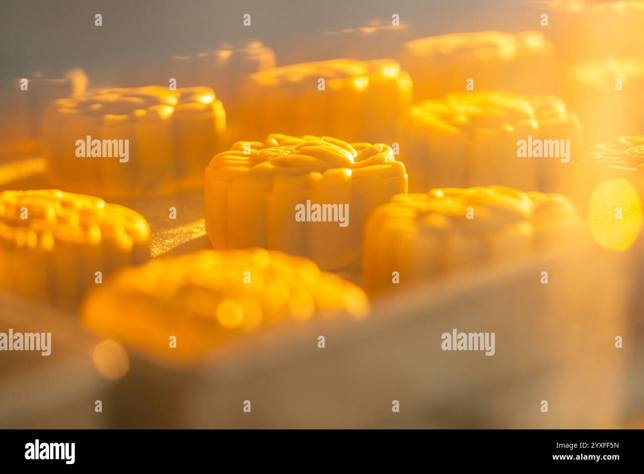 Mooncake making process. A mooncake is a Chinese bakery product ...