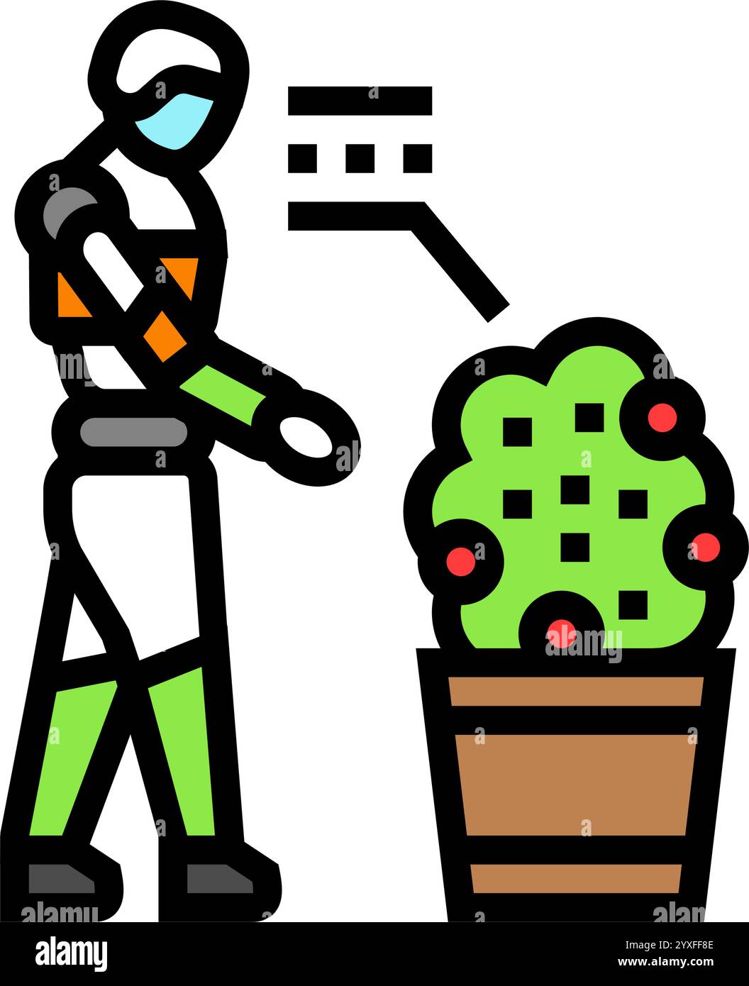 plant care robot harvests color icon vector illustration Stock Vector ...
